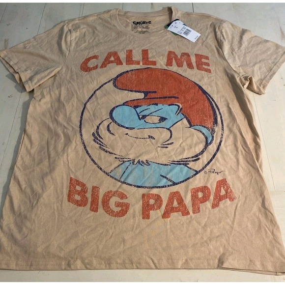 Smurfs | Shirts | Smurfs Mens Sz L Call Me Big Papa T Shirt Papa Smurf ...